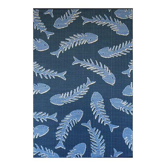 Product - 5' x 8' Fishbone Outdoor Mat, Navy/Periwinkle | 5' x 8 ...