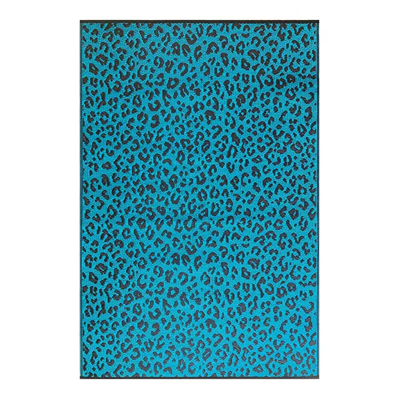 Product - 4' x 6' Leopard Outdoor Mat, Turquoise | 4' x 6' Leopard ...