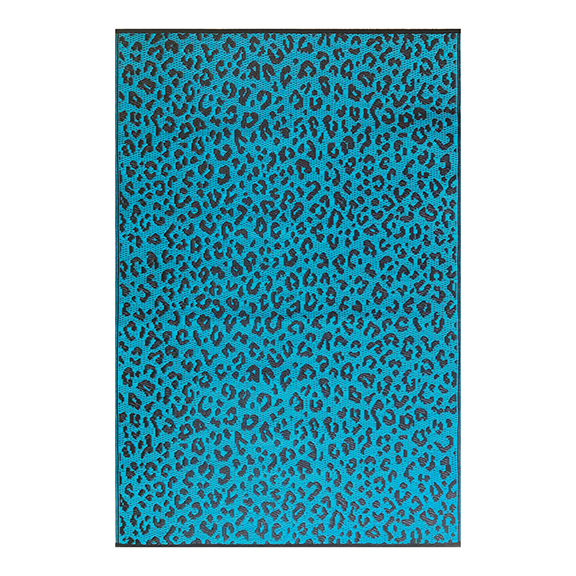 Product - 6' x 9' Leopard Outdoor Mat, Turquoise | 6' x 9' Leopard ...