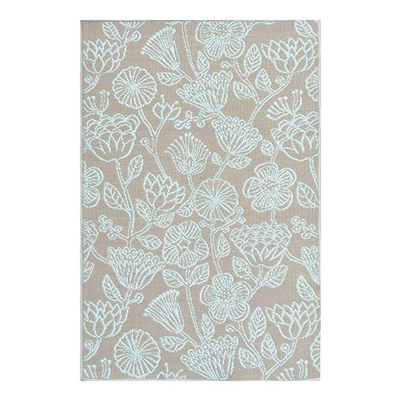 Product - 5' x 8' Line Flower Outdoor Mat, Cool Aqua | 5' x 8' Line ...