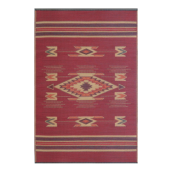 Product - 5' x 8' Navajo Outdoor Mat, Dark Red | 5' x 8' Navajo Outdoor ...