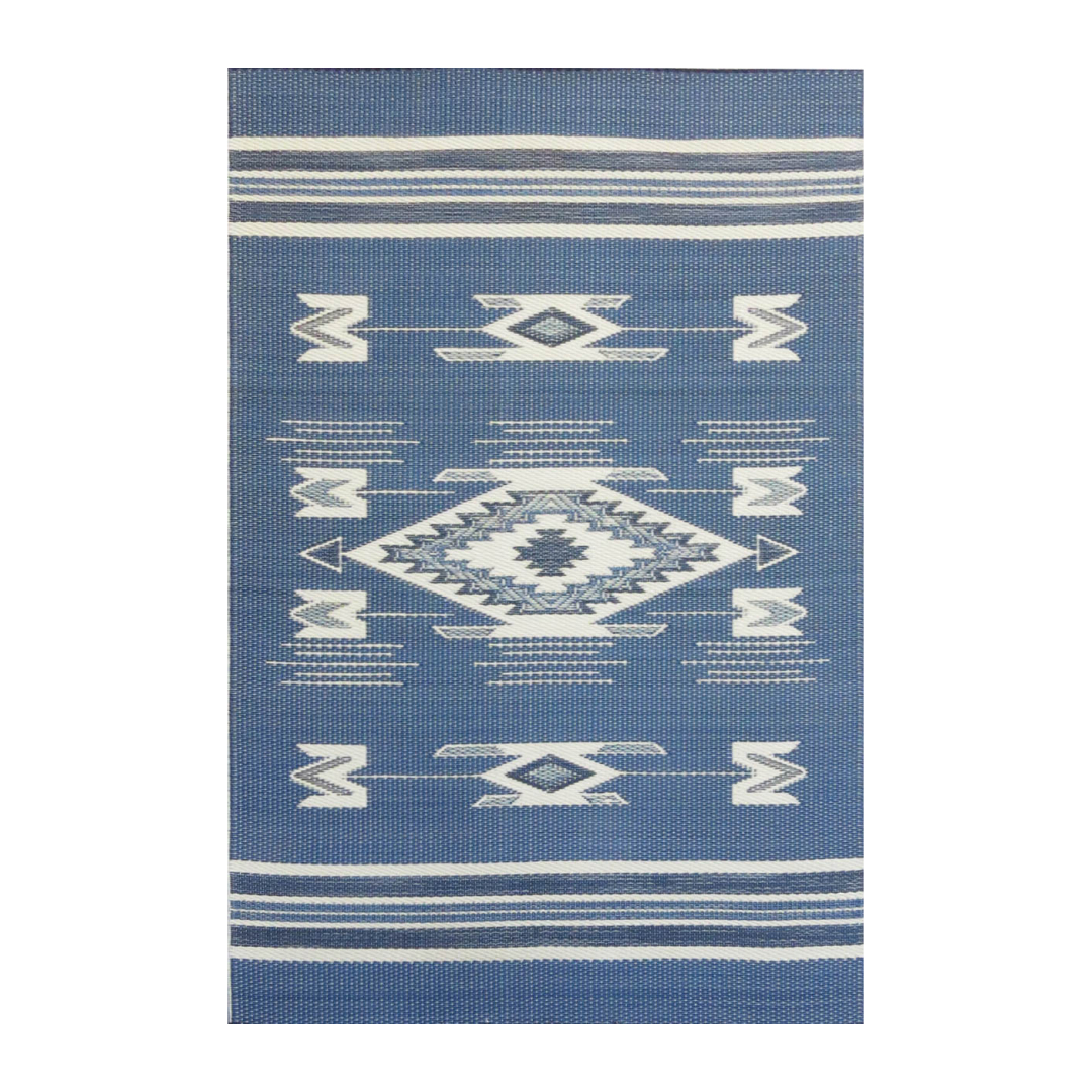 Product - 6' x 9' Navajo Outdoor Mat, Blue | 6' x 9' Navajo Outdoor Mat ...