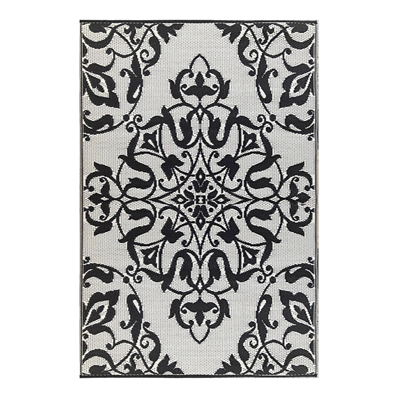 Product - 4' x 6' New Wrought Iron Outdoor Mat, Black White | 4' x 6 ...