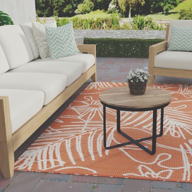 Product - 6' x 9' Palm Leaf Outdoor Mat, Salmon White | 6' x 9' Palm ...