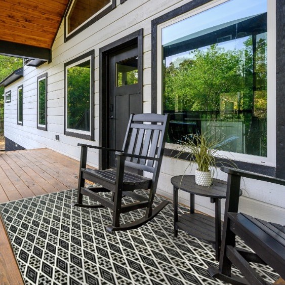 Product - 5' x 8' Scotch Outdoor Mat, Black/White | 5' x 8' Scotch ...
