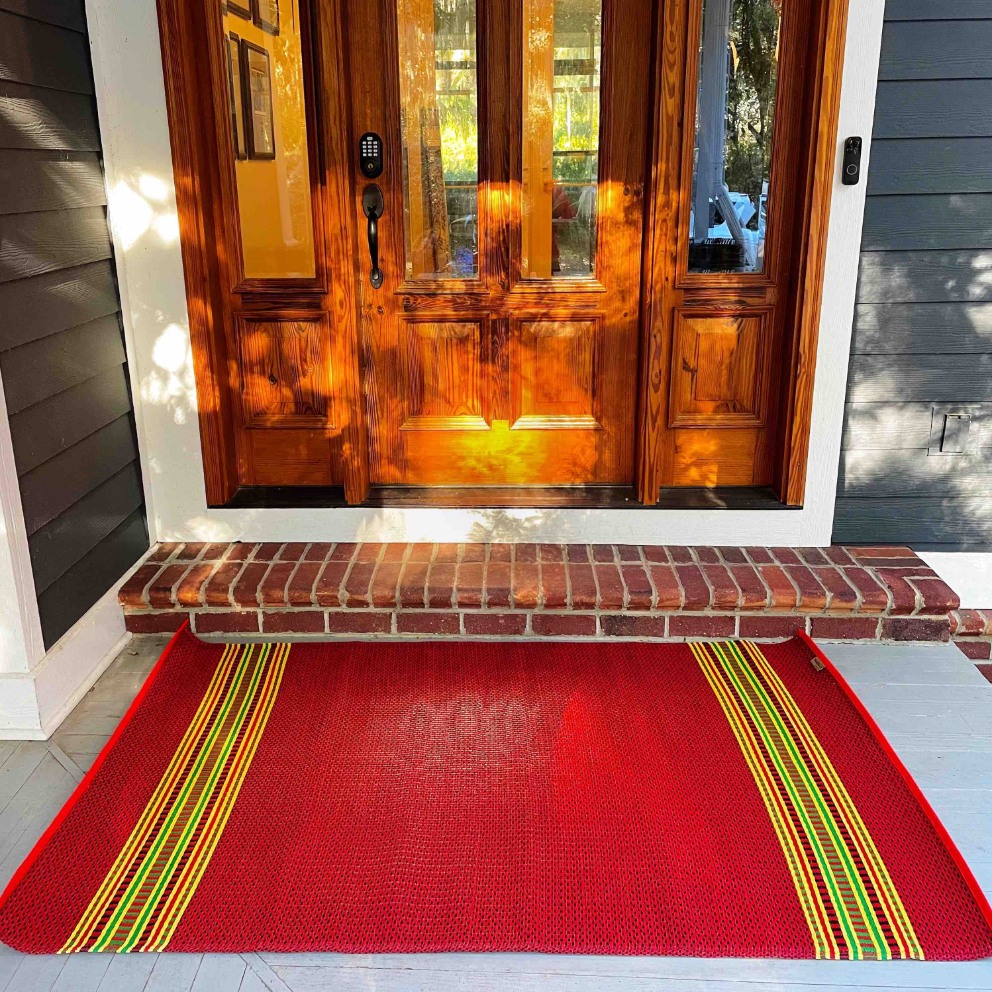 Product - 4' x 6' Serape Outdoor Mat, Dark Red | 4' x 6' Serape Outdoor ...