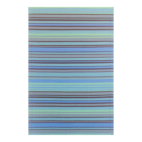 Product - 4' x 6' Stripes Outdoor Mat, Grey/Aqua | 4' x 6' Stripes ...