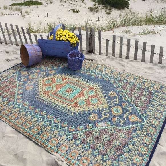Product - 5' x 8' Turkish Outdoor Mat, Blue | 5' x 8' Turkish Outdoor ...