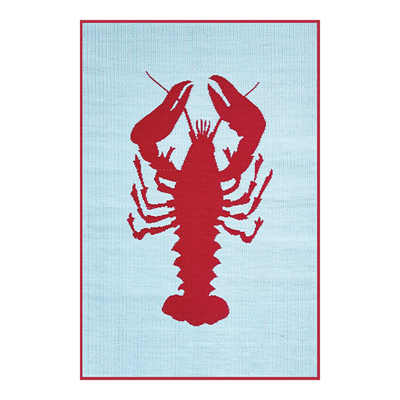 Product - Lobster Outdoor Mat, Aqua Red | 4' x 6' Lobster Outdoor Mat ...