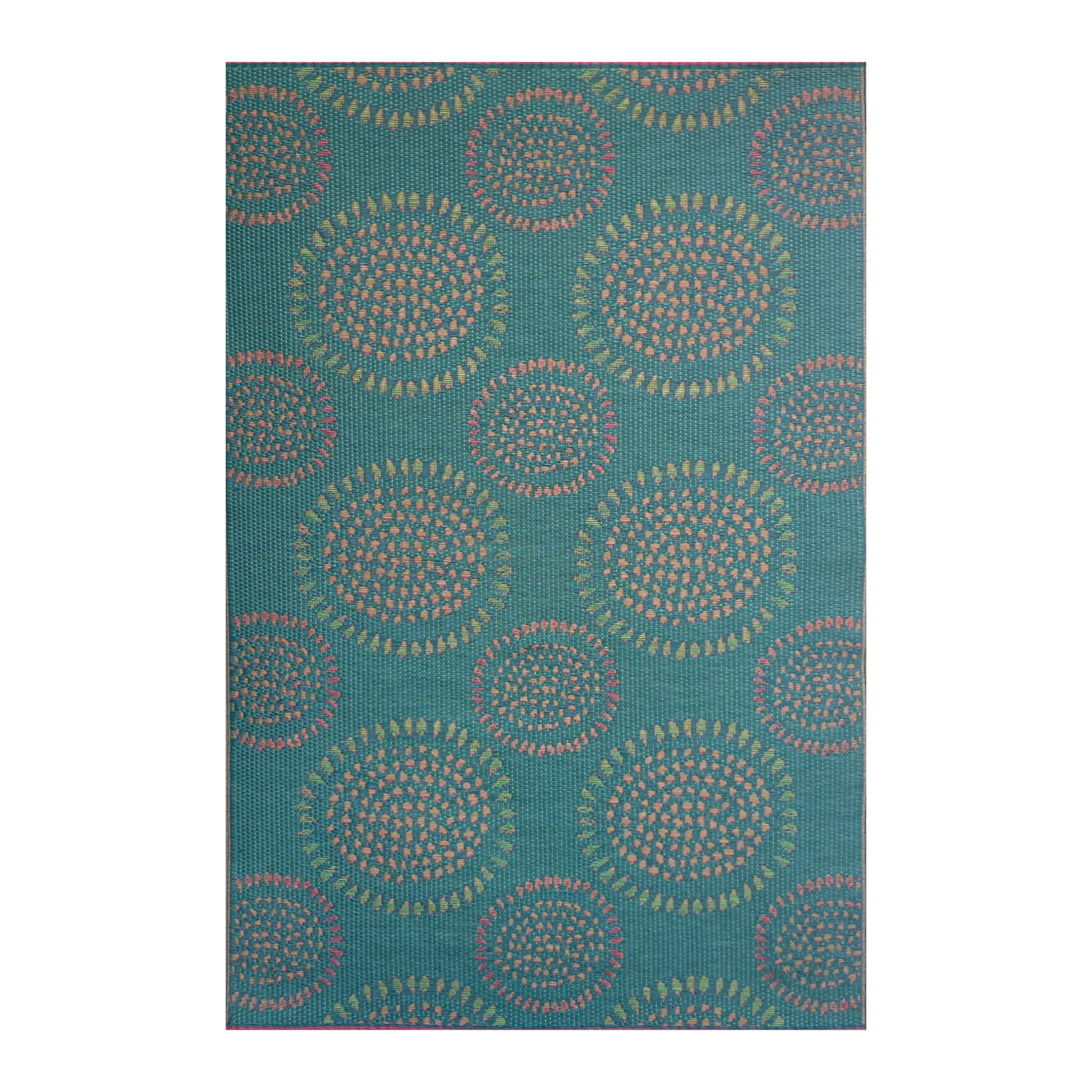 Product - 6' x 9' Molly Outdoor Mat, Teal/Red | 6' x 9' Molly Outdoor ...