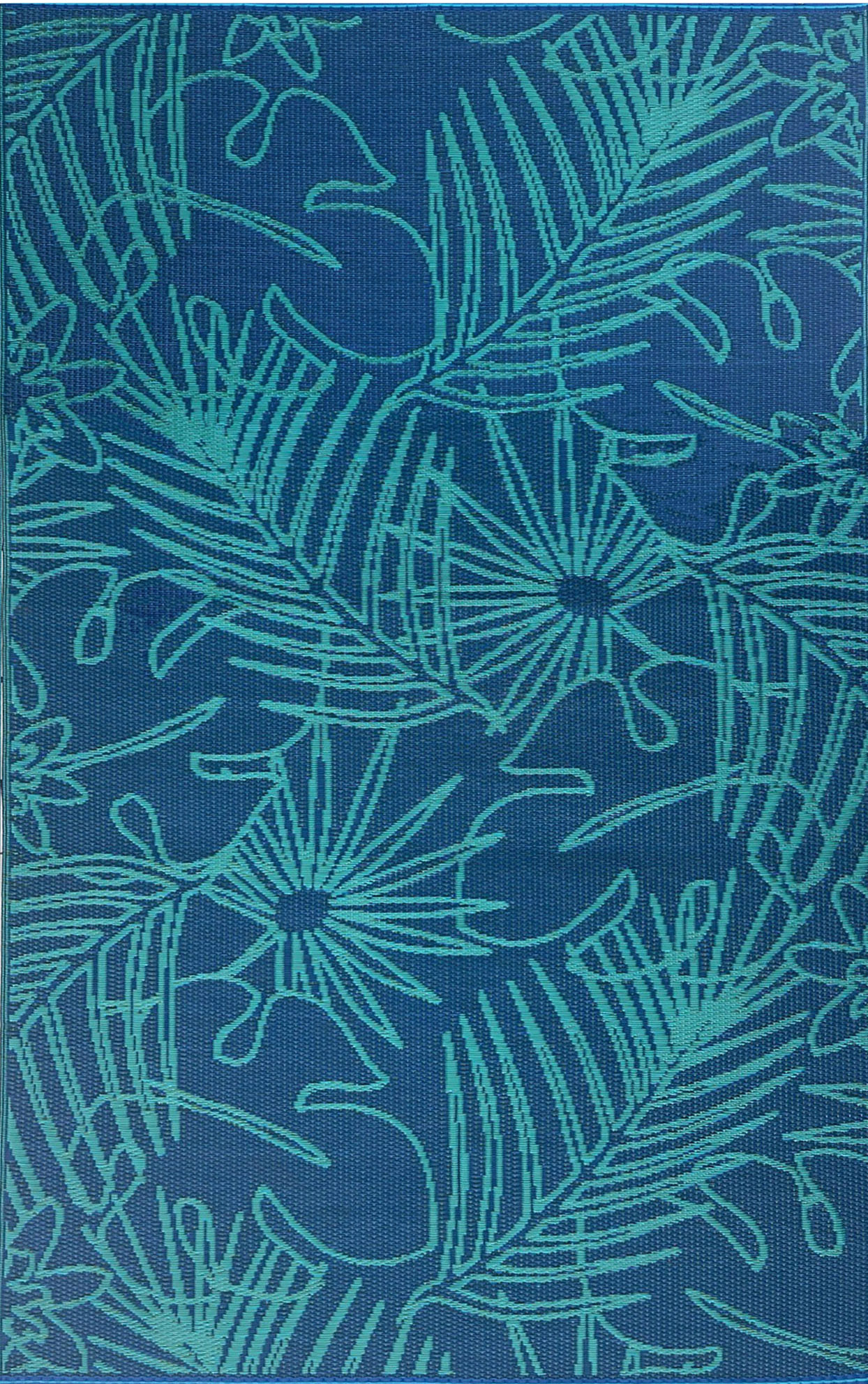 Product - 4' x 6' Palm Outdoor Mat, Deep Turquoise | 4' x 6' Palm ...