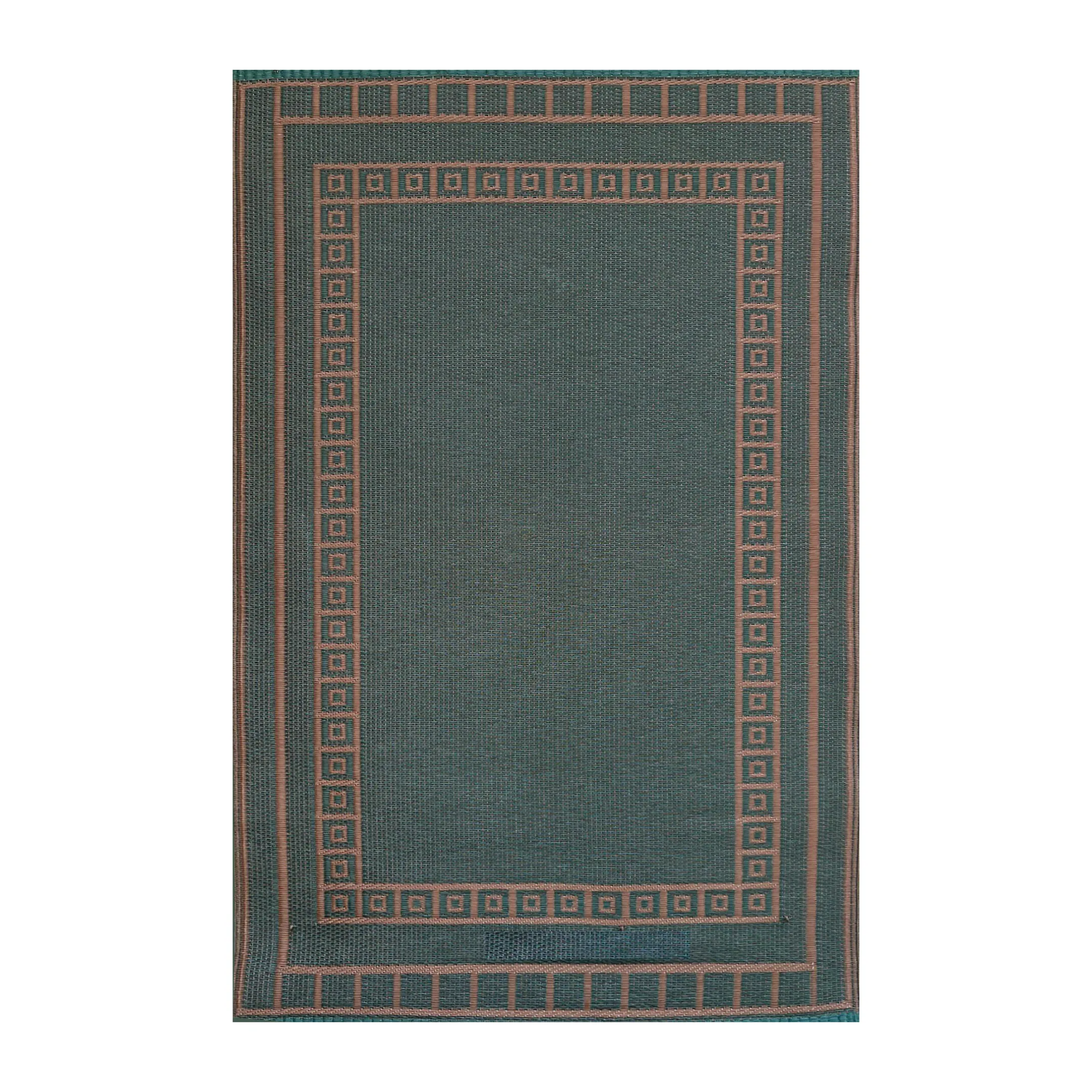 Product - 6' x 9' Border Outdoor Mat, Hunter Green/Sienna | 6' x 9 ...