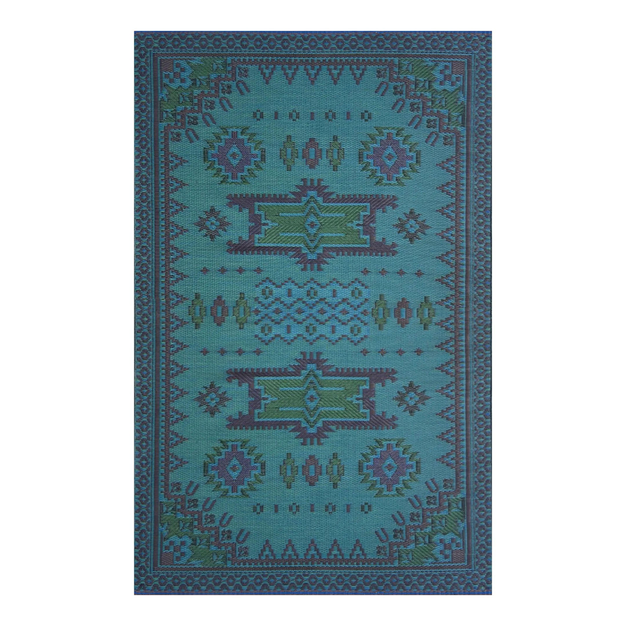 Product - 5' x 8' Apache Outdoor Mat, Black Aqua | 5' x 8' Apache ...