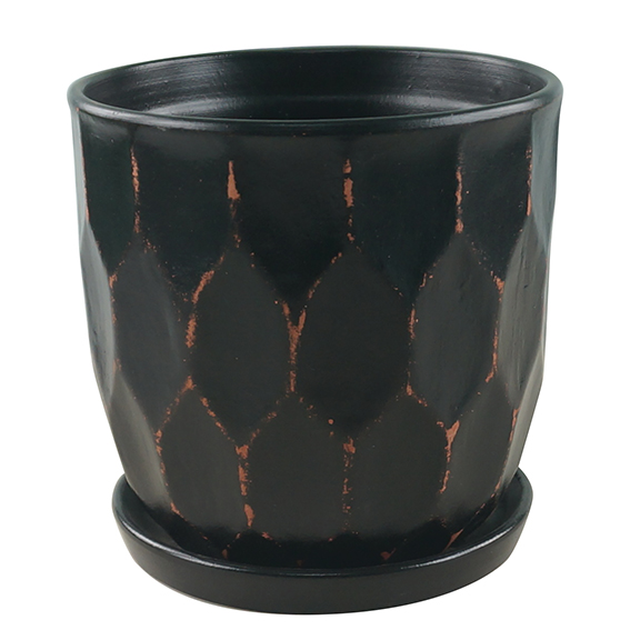 Product - Distressed Honeycomb Pot, 6.75" x 7", Black | Distressed ...