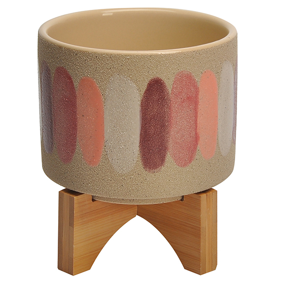 Product - Painted Stripe Cache Pot, 7.5" x 8.75", Red Multi-color ...