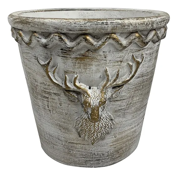 Product - Stag Planter, 6.25" x 5.5", Bronze White | Stag Planter, 6.25 ...