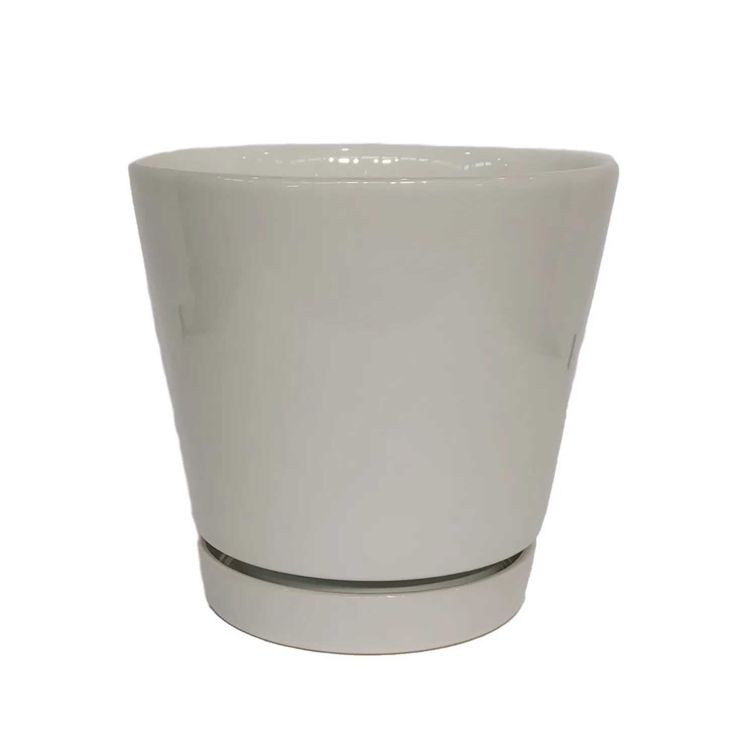 Product - Flaired Pot with Attached Saucer, 4.5" x 4", Gloss White ...