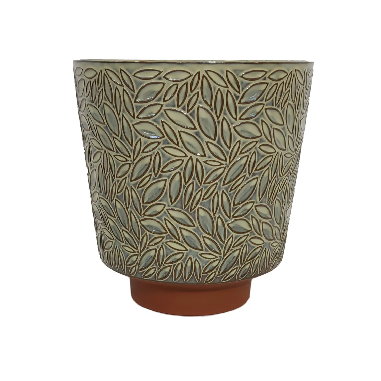 Product - Clarissa Leaf Pot with Terracotta Base, 5.5" x 6 ...