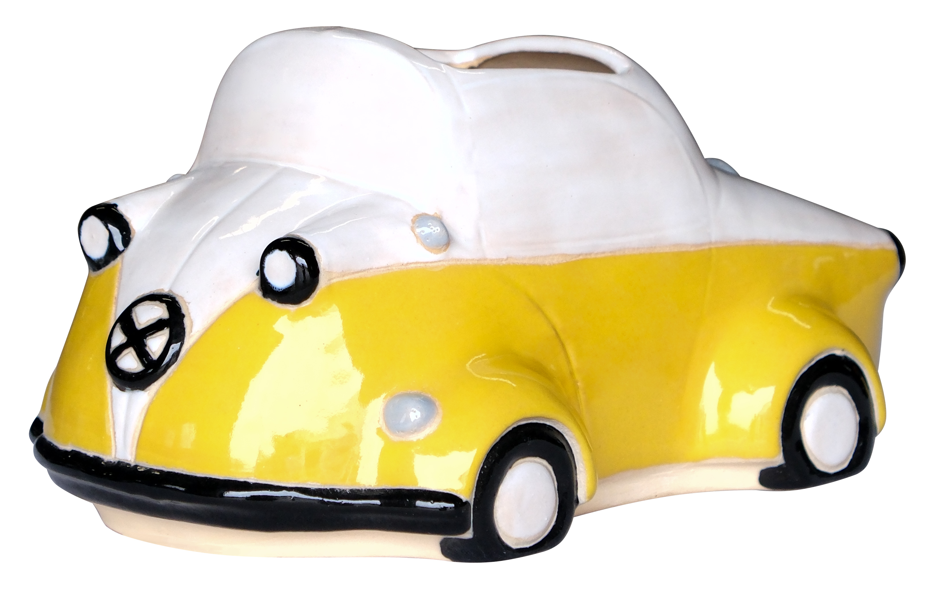 Product - Beetle Bug Car Planter, 6" x 4" x 6", Lemon & White | Beetle ...