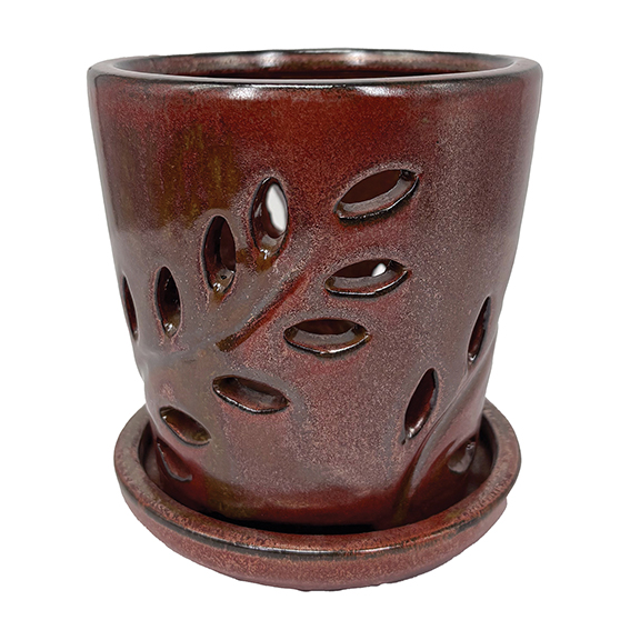Product - Fern Frond Orchid Pot, 7.5" x 7.75", Copper | Fern Frond ...