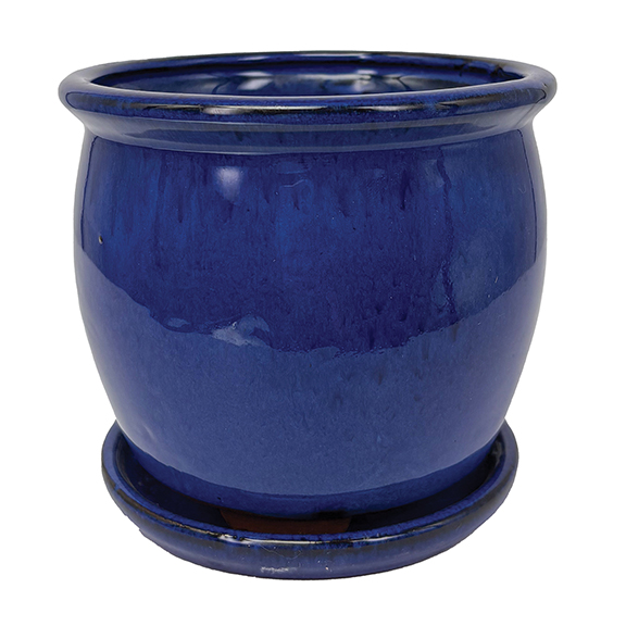 Product - Rimmed Bell Pot, 7.5" x 7.25", Blue | Rimmed Bell Pot with ...