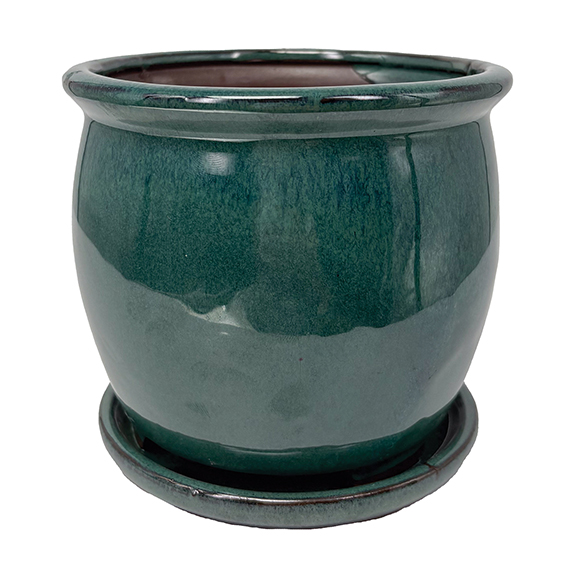 Product - Rimmed Bell Pot, 7.5" x 7.25", Dark Moss Green | Rimmed Bell ...