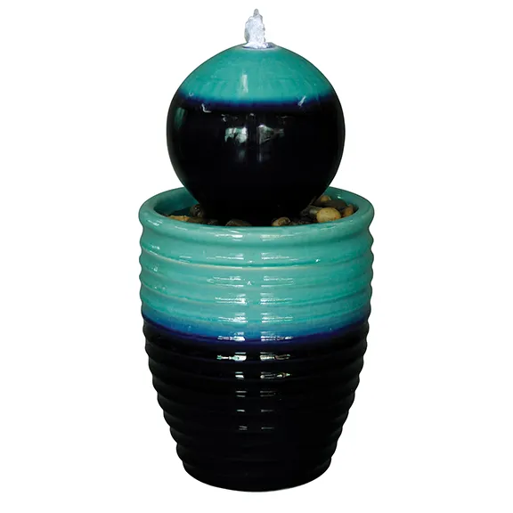 Product - Ripple Egg Pot Fountain with Ball, 13" x 24", Jade/Cobalt ...