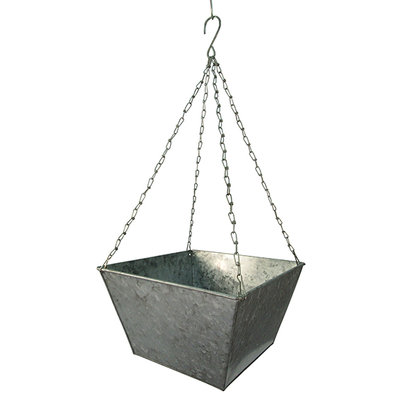 Product - 12" Tapered Square Hanging Basket, Zinc | 12" Tapered Square ...