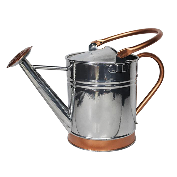 Product - Metal Watering Can, Silver/Copper | Silver Metal Watering Can ...