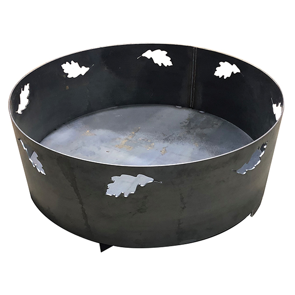 Product - 36" Round BORCON Fire Pit with Oak Leaf Garland, Raw Steel ...
