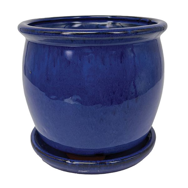 Product - Rimmed Bell Pot, 7.5" x 7.25", Blue | Rimmed Bell Pot with ...